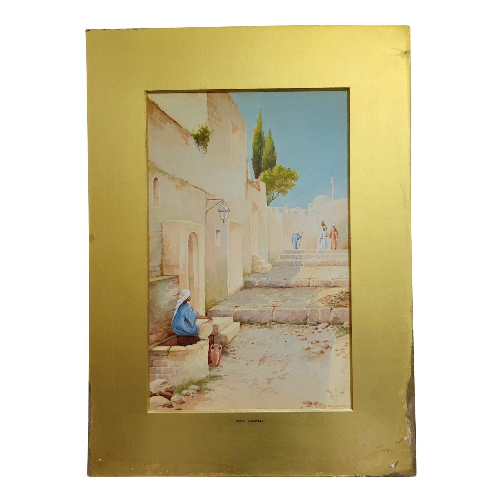 1995 "Egypt and Old Cairo" Architectural Figurative Painting by Keith ...