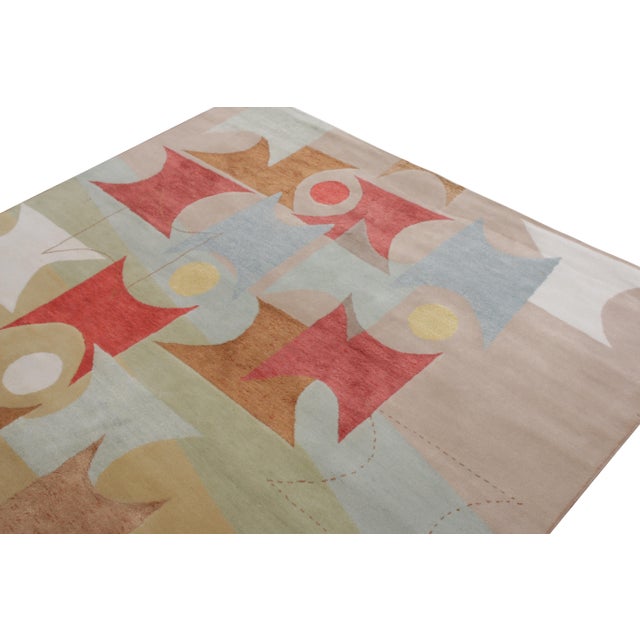 Rug & Kilim’s Mid-Century Modern Rug in Beige-Brown Geometric Pattern ...
