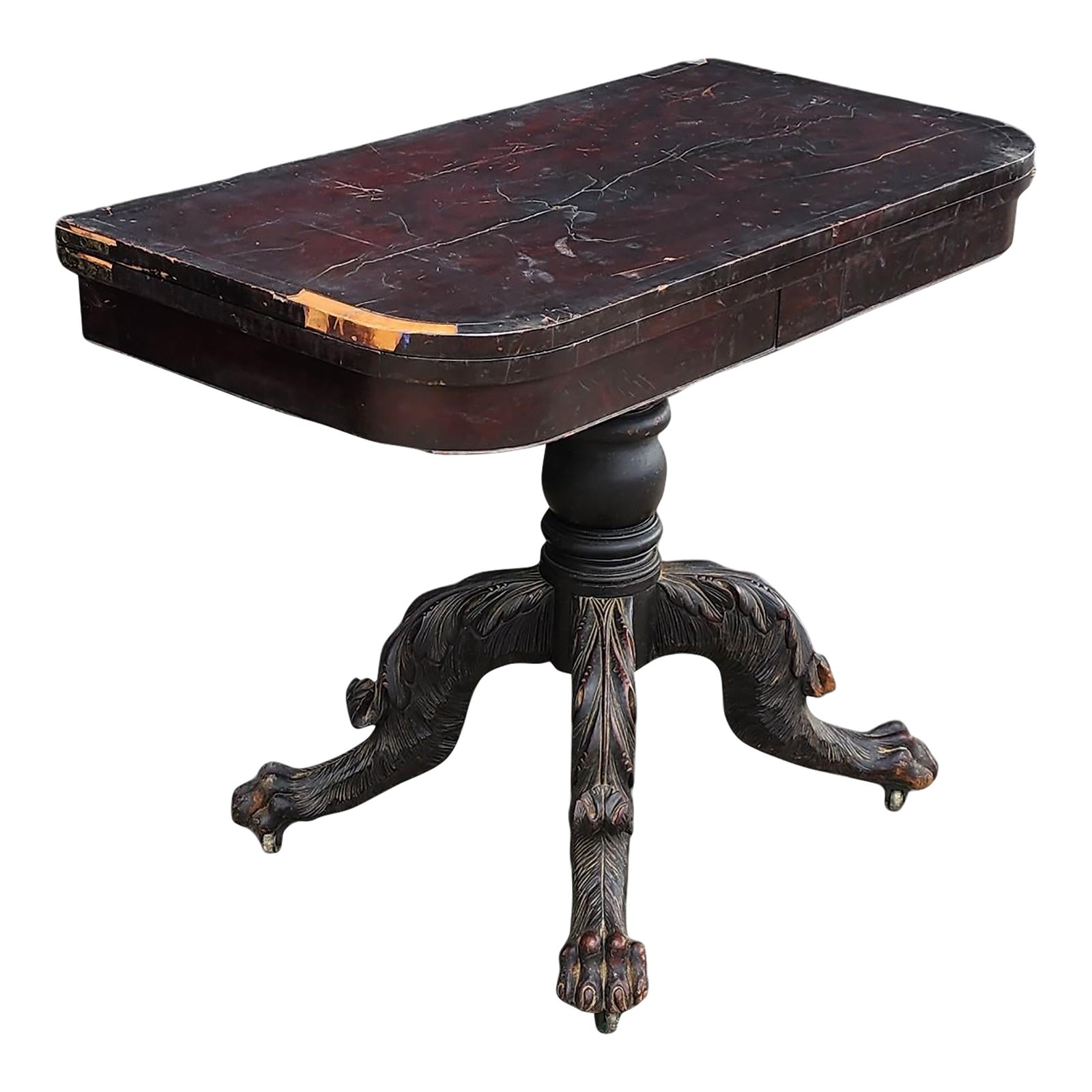 Antique Mahogany American Empire Flip Top Card Table, New York C,1830 ...