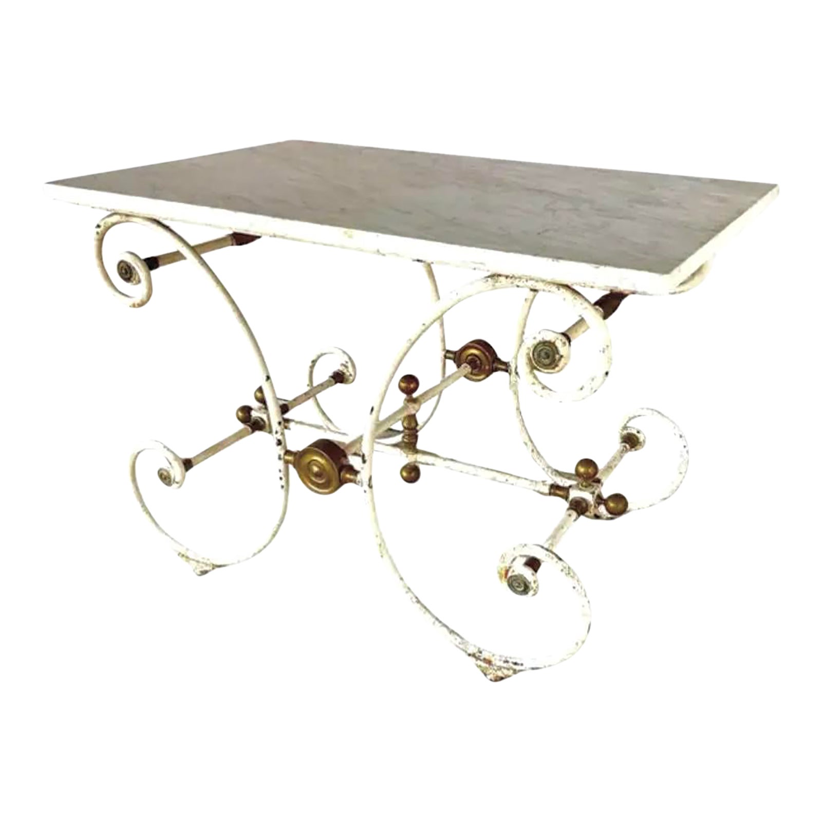 French Pastry Table With Marble Top | Chairish