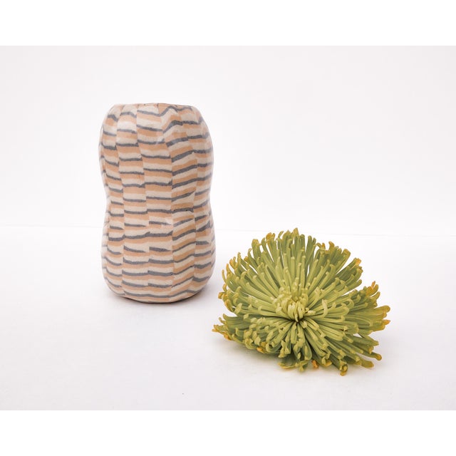 Colorful Offset Stripes Nerikomi 'Peanut' Vase by Fizzy Ceramics | Chairish