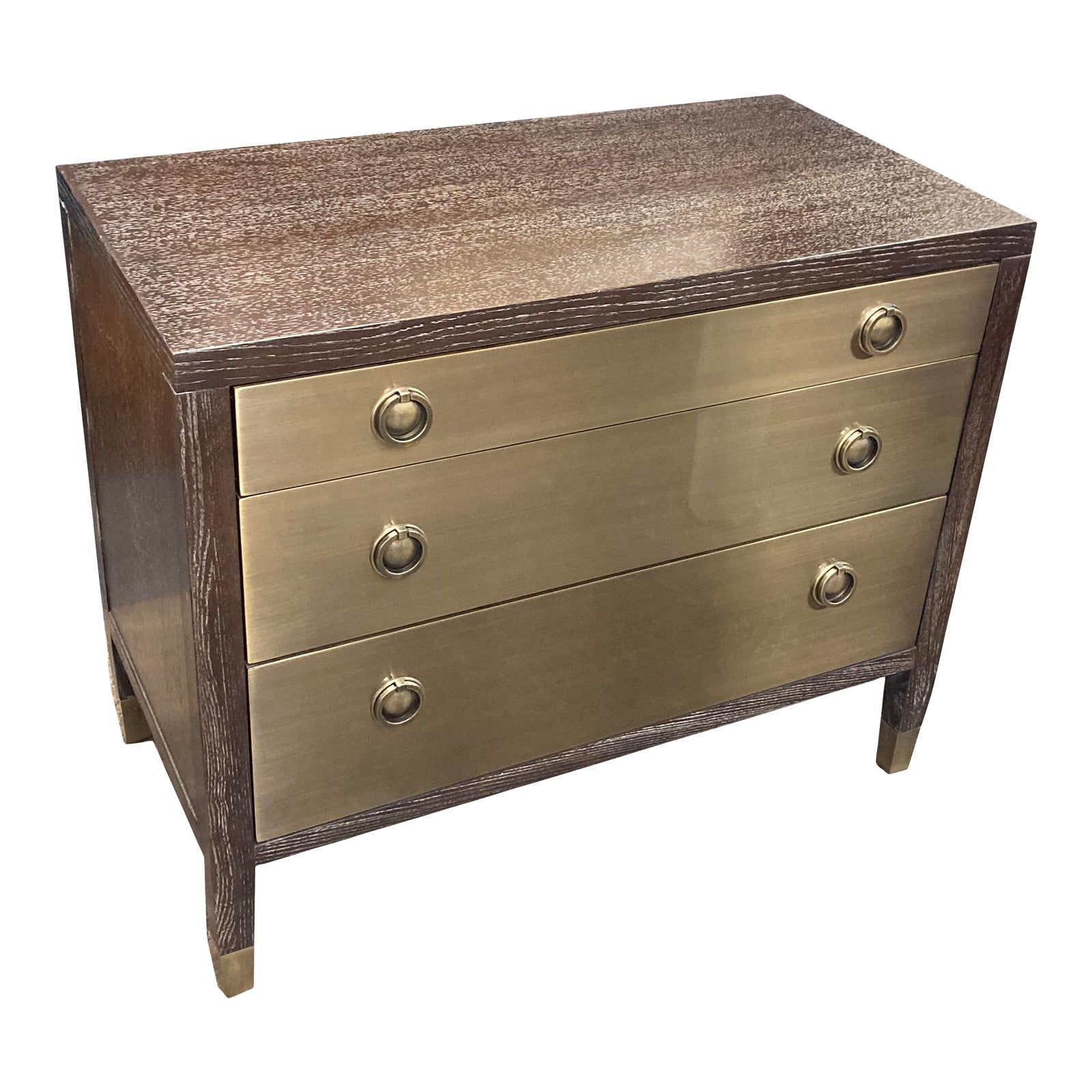 Bernhardt Clarke Modern Metal Wrapped Nightstand | Chairish