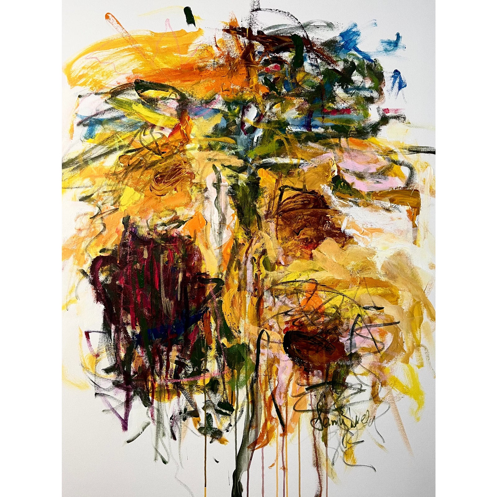 "What Else but Sunflowers...." Original Abstract Botanical Painting by ...