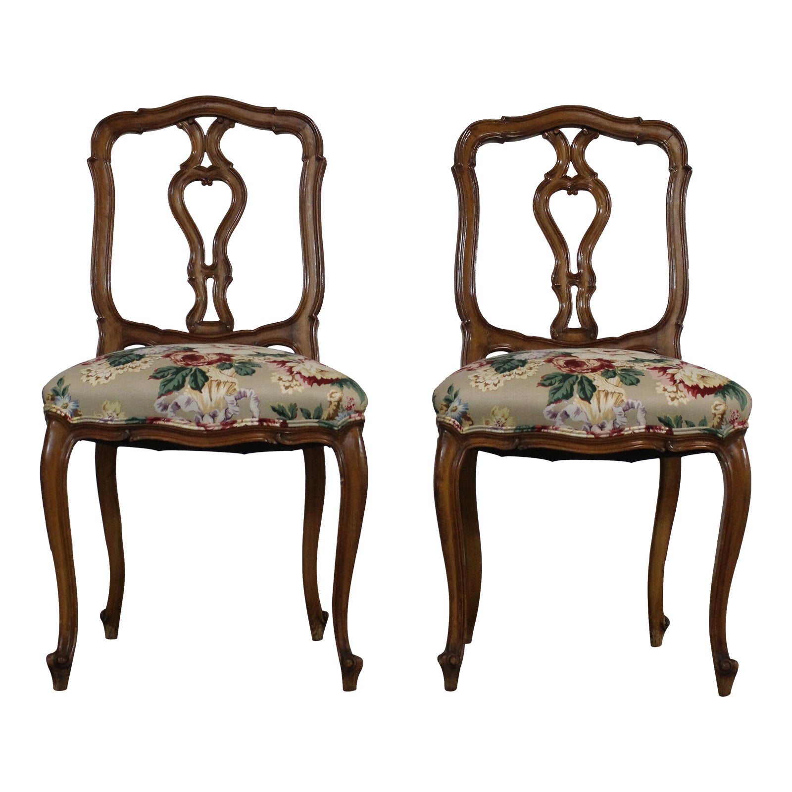 Pair of Vintage Country French Side Chairs | Chairish