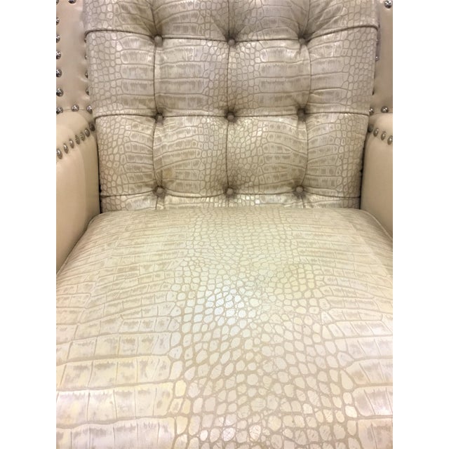 Leather Craft Co. Modern Embossed Alligator Print Cream Leather Club ...