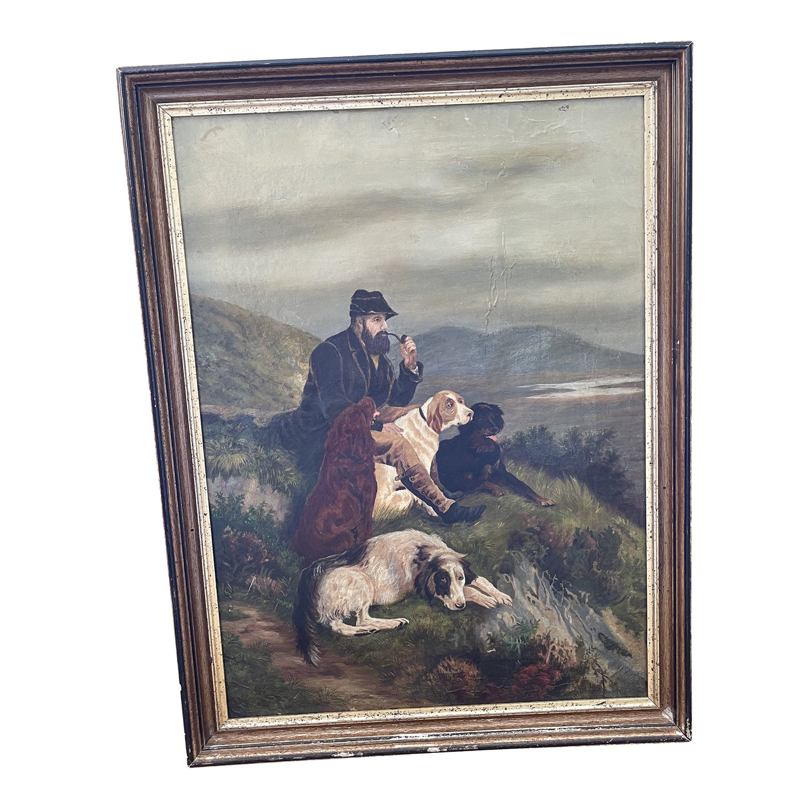 Antique Scottish Hunting Scene Painting, Framed | Chairish