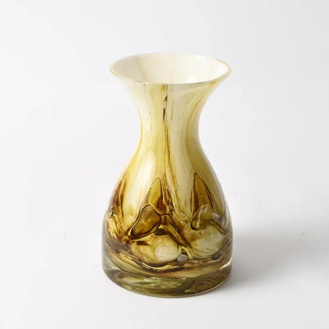 Vintage Cream and Brown Mottled Glass Vase from Schott Zwiesel, 1970s ...