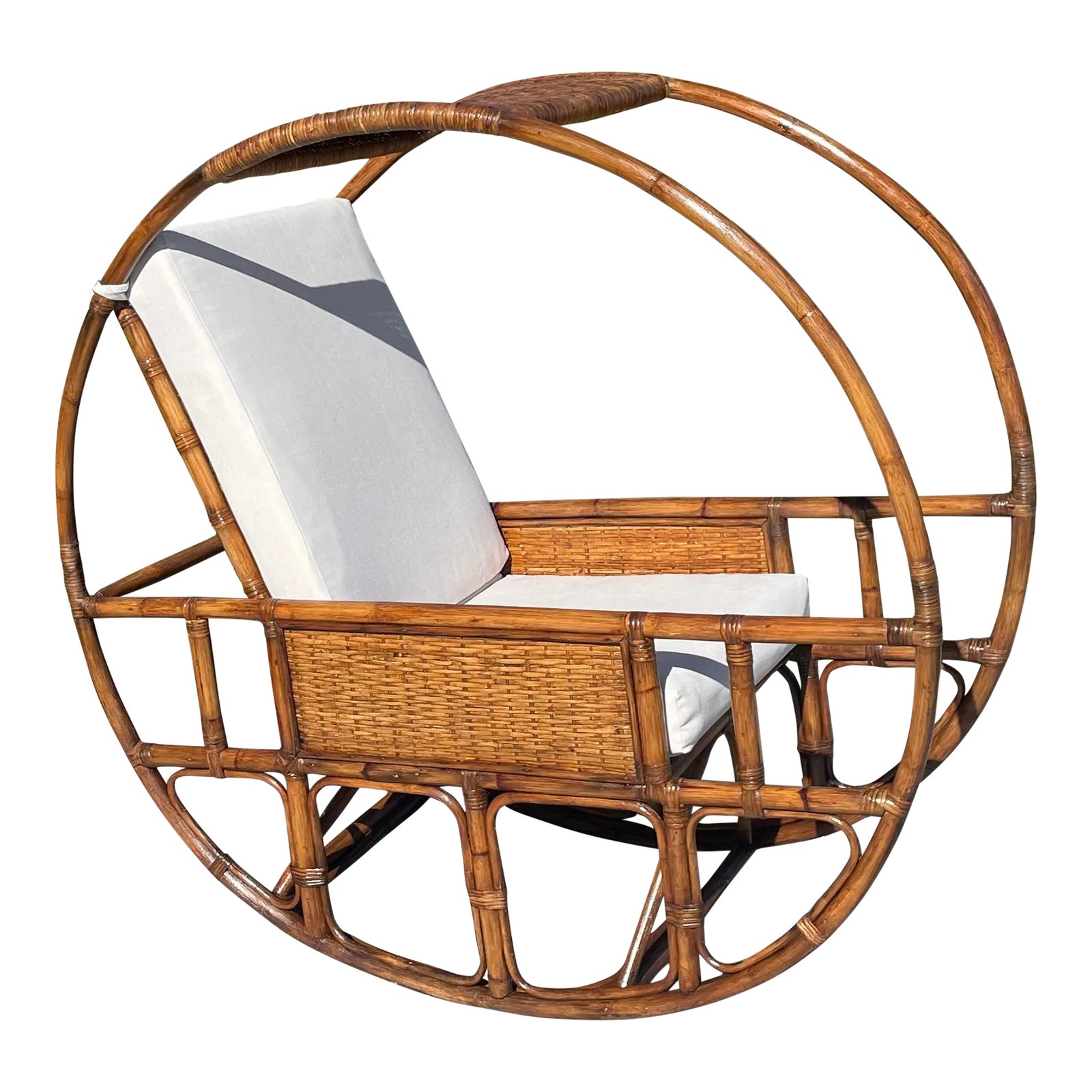 1970s Vintage Rattan Dondolo Chair Inspired by Franco Bettonica, With ...