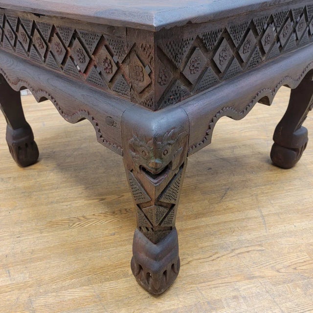 1900s Antique East Indian Teak Wood Square Side Table With Carved Legs ...