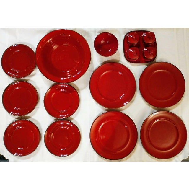 Contemporary Pottery Barn "Red" Dinnerware Set- 16 Pieces | Chairish