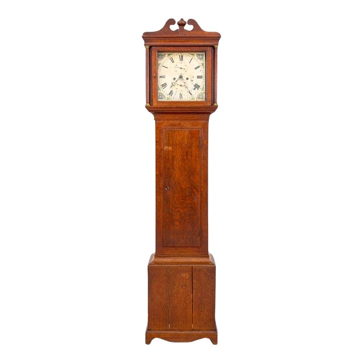 George III Style Oak Long Case Clock, 19th C. | Chairish