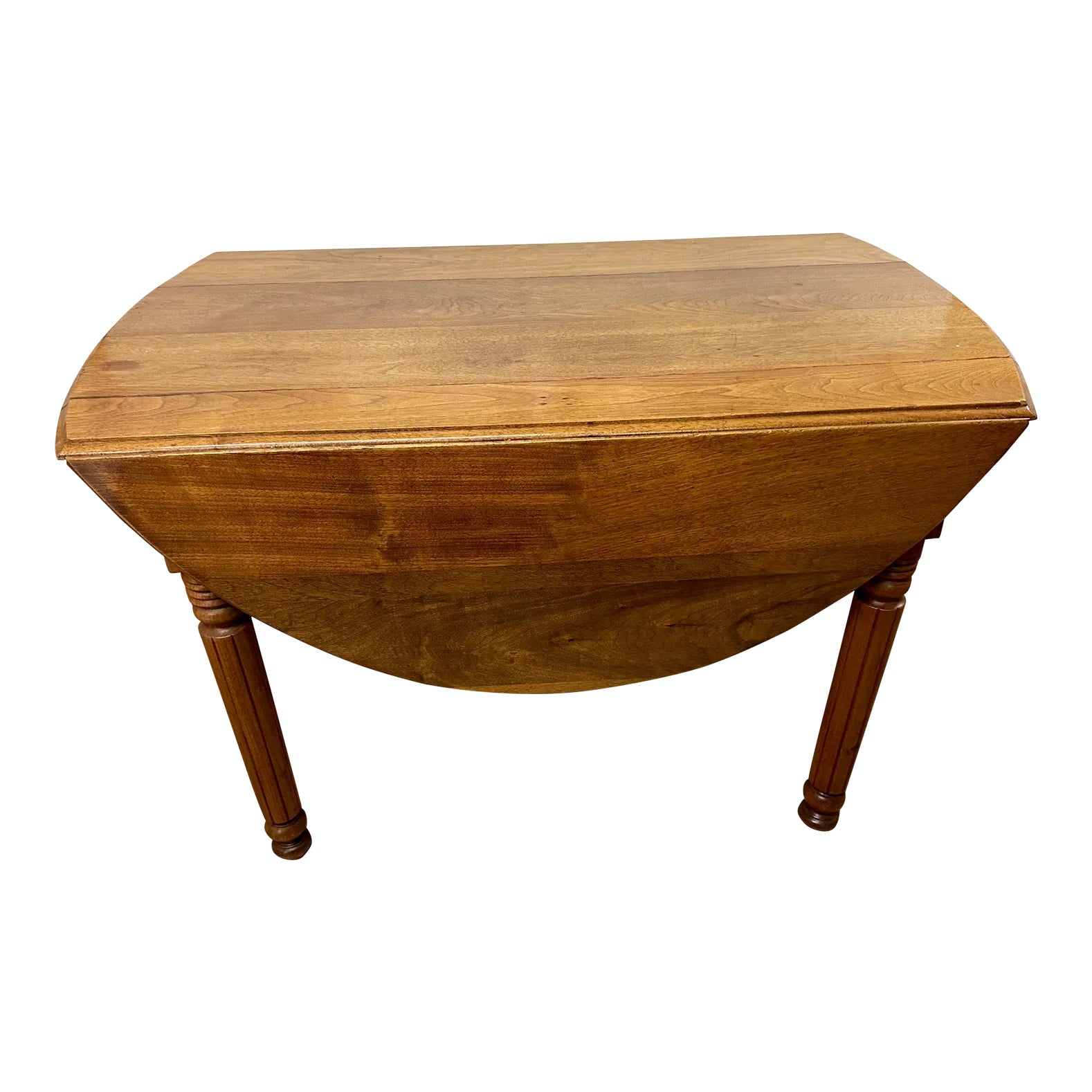 Antique Walnut Oval Drop Leaf Dining Table | Chairish