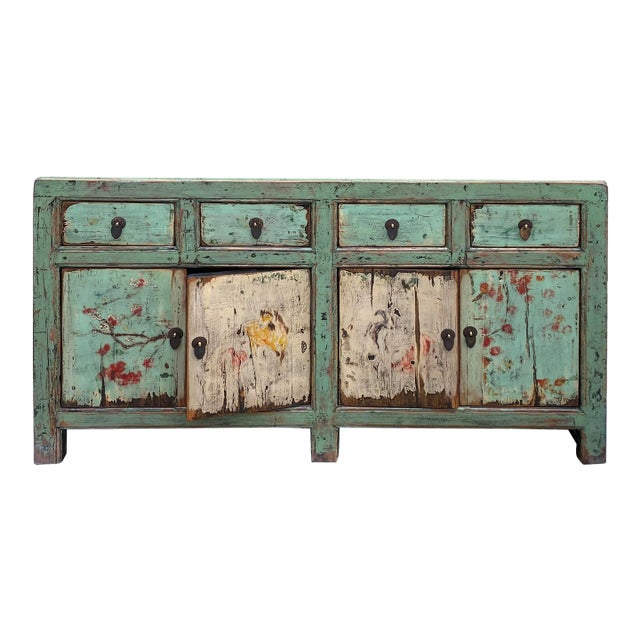 Distressed Summertown Light Green Graphic Sideboard Tv Console Cabinet ...