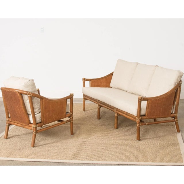 McGuire Organic Modern Rattan Raffia Lounge Chair | Chairish
