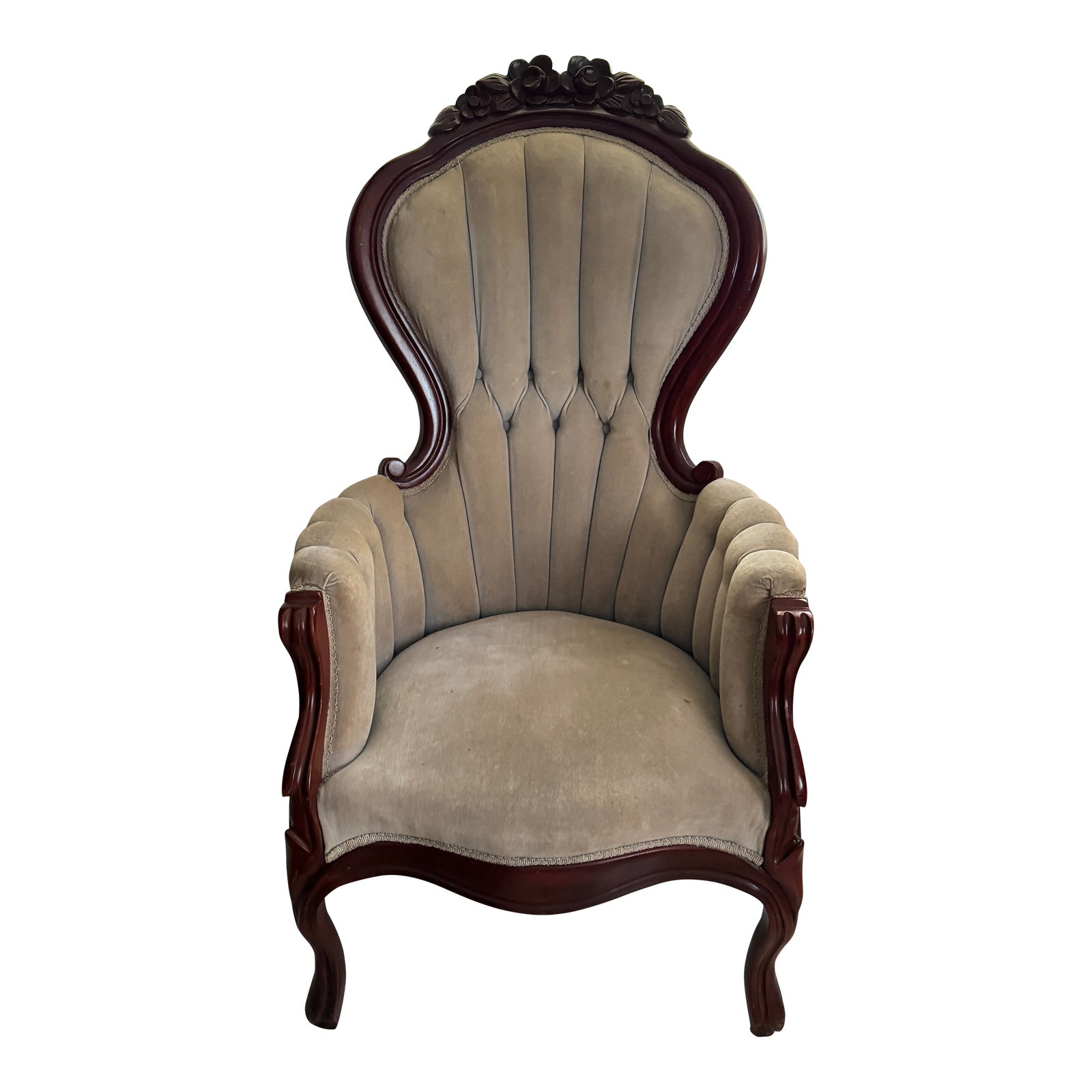 1960s Kimball Victorian Mahogany Gentleman's Parlor Chair | Chairish
