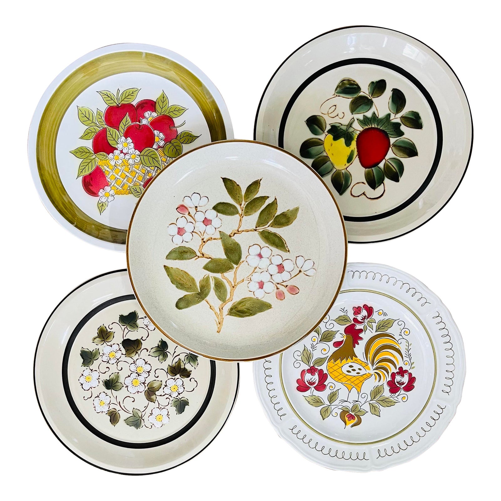Vintage Mismatched Floral Chop Plates/ Extra Large Dinner Plates- Set ...
