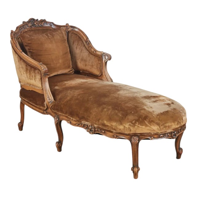 Antique Louis XV Style Rococo Walnut Chaise Lounge | Chairish
