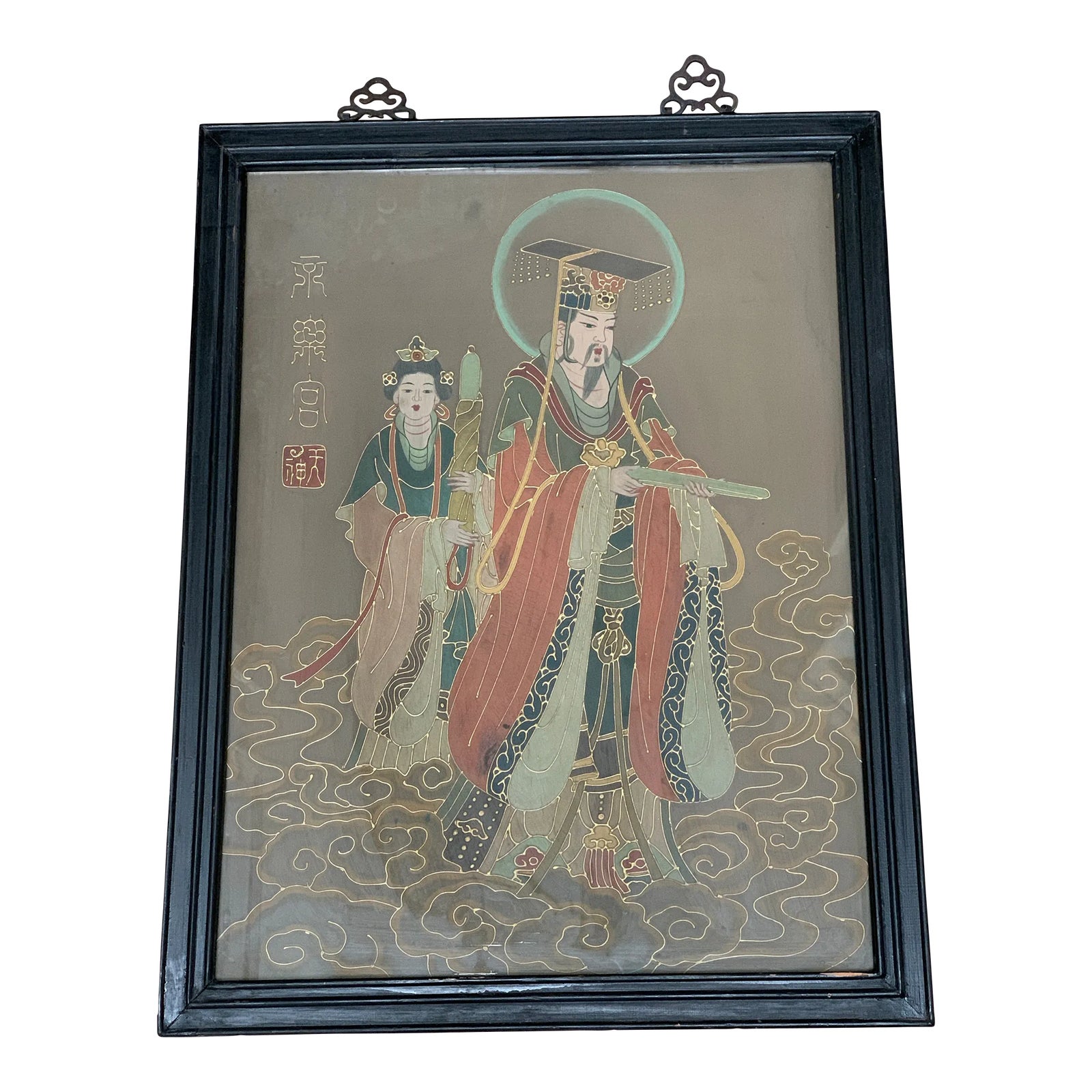 Midcentury Framed Asian Royal Samurai in Regal Robes Wall Art | Chairish