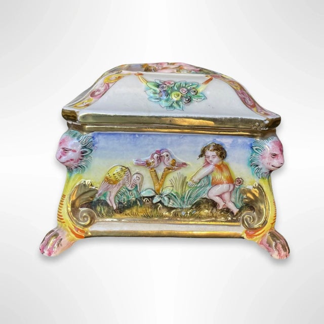 1910s Italian Capodimonte Porcelain Footed Box | Chairish