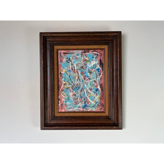 70's Midcentury Abstract Expressionist Oil on Canvas Painting, Signed ...