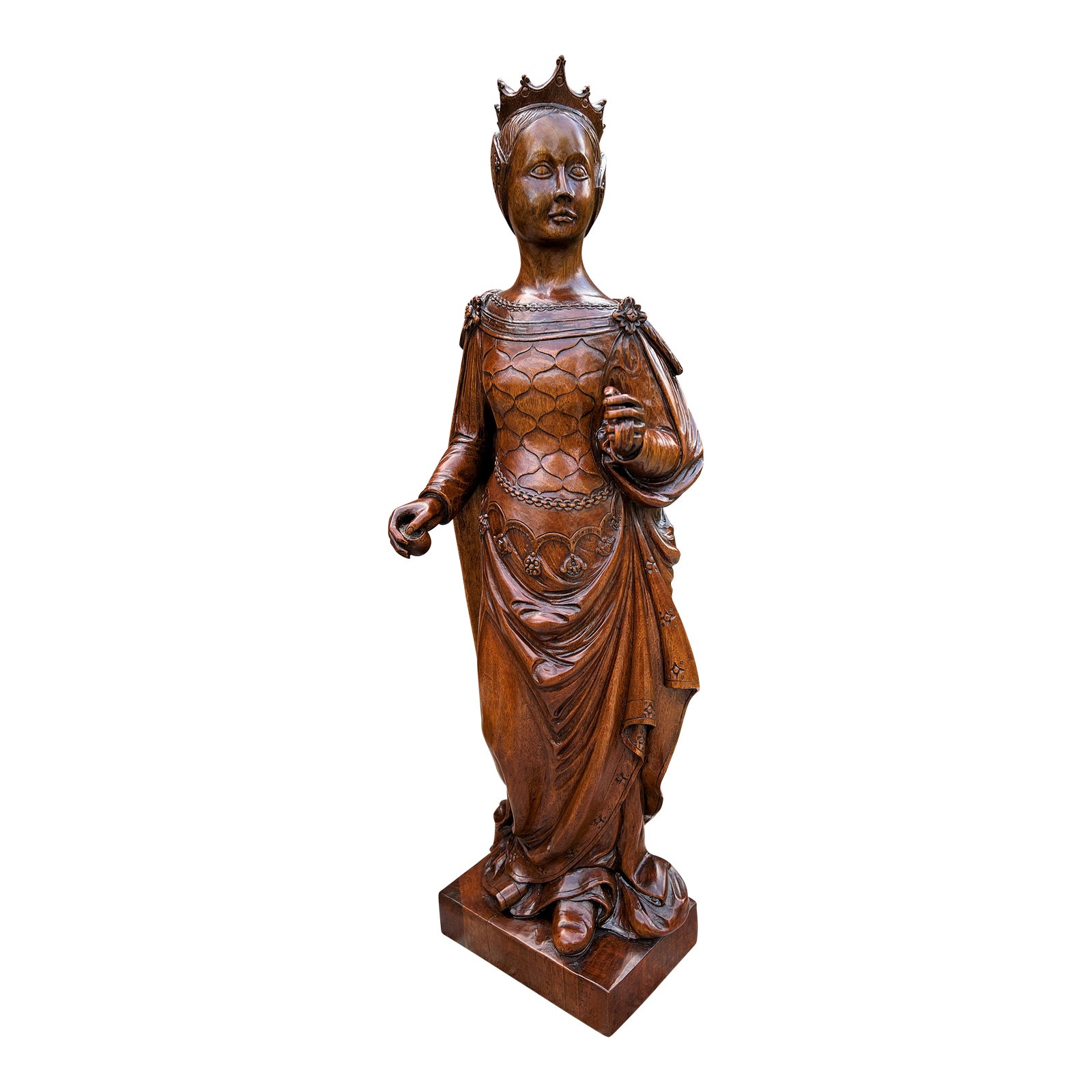 Antique French Statue Figure Sculpture Queen Lady With Crown Medieval ...