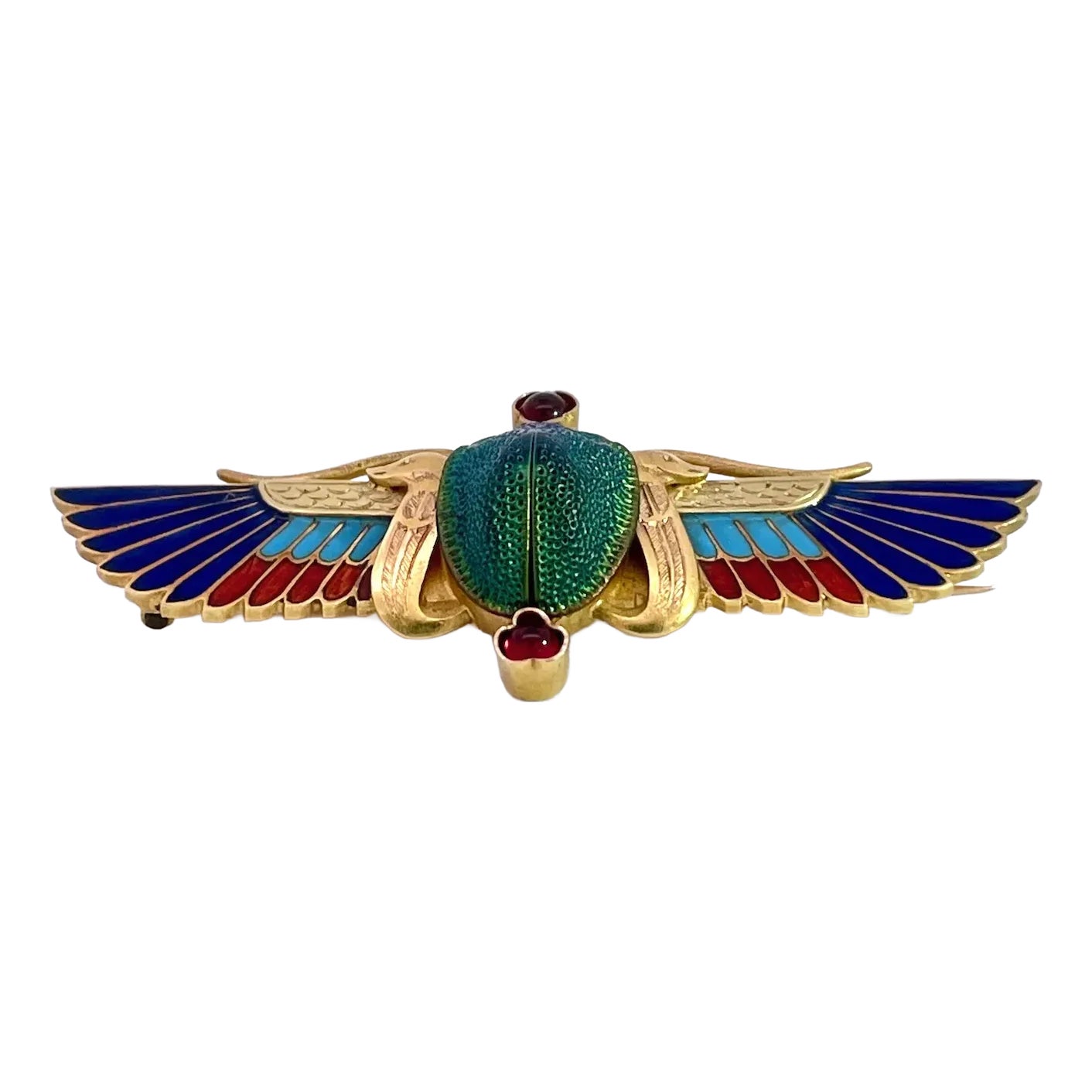1980s Enamel Scarab Brooch 14k by Guiseppe Parvis | Chairish