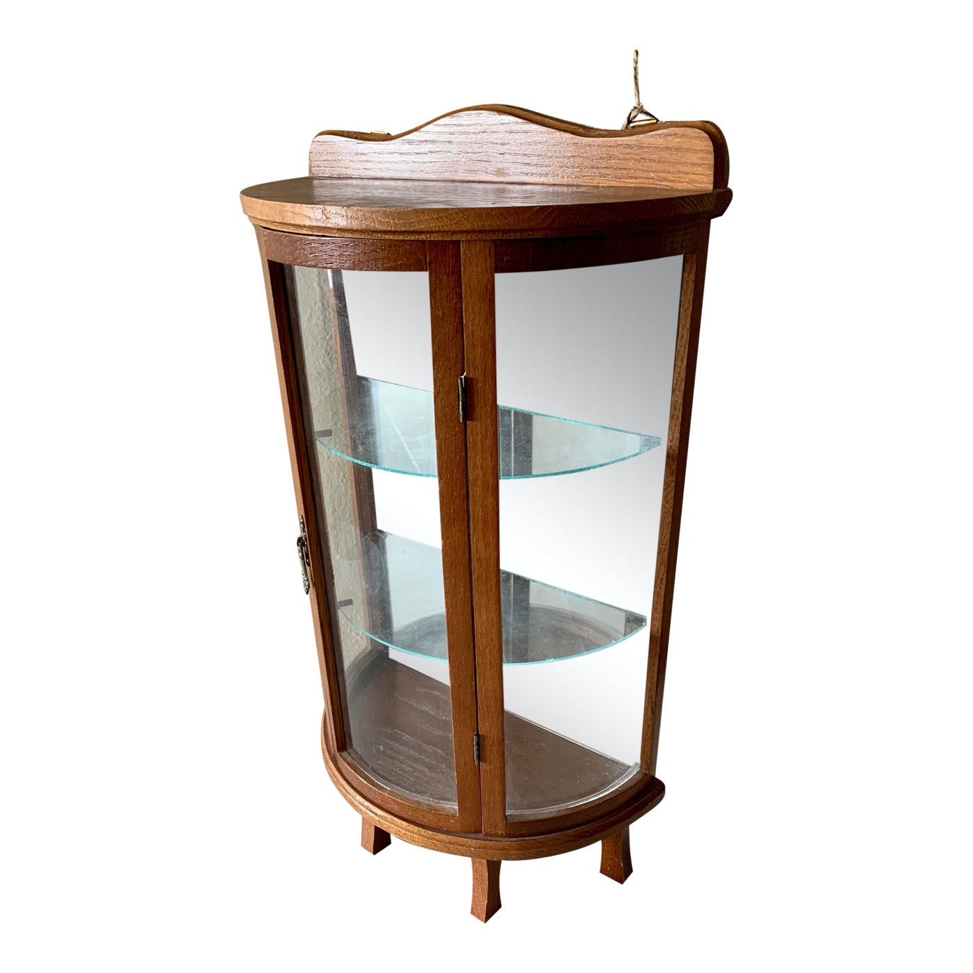 Vintage Miniature Vitrine Display Cabinet Curved Glass Sides Curio ...