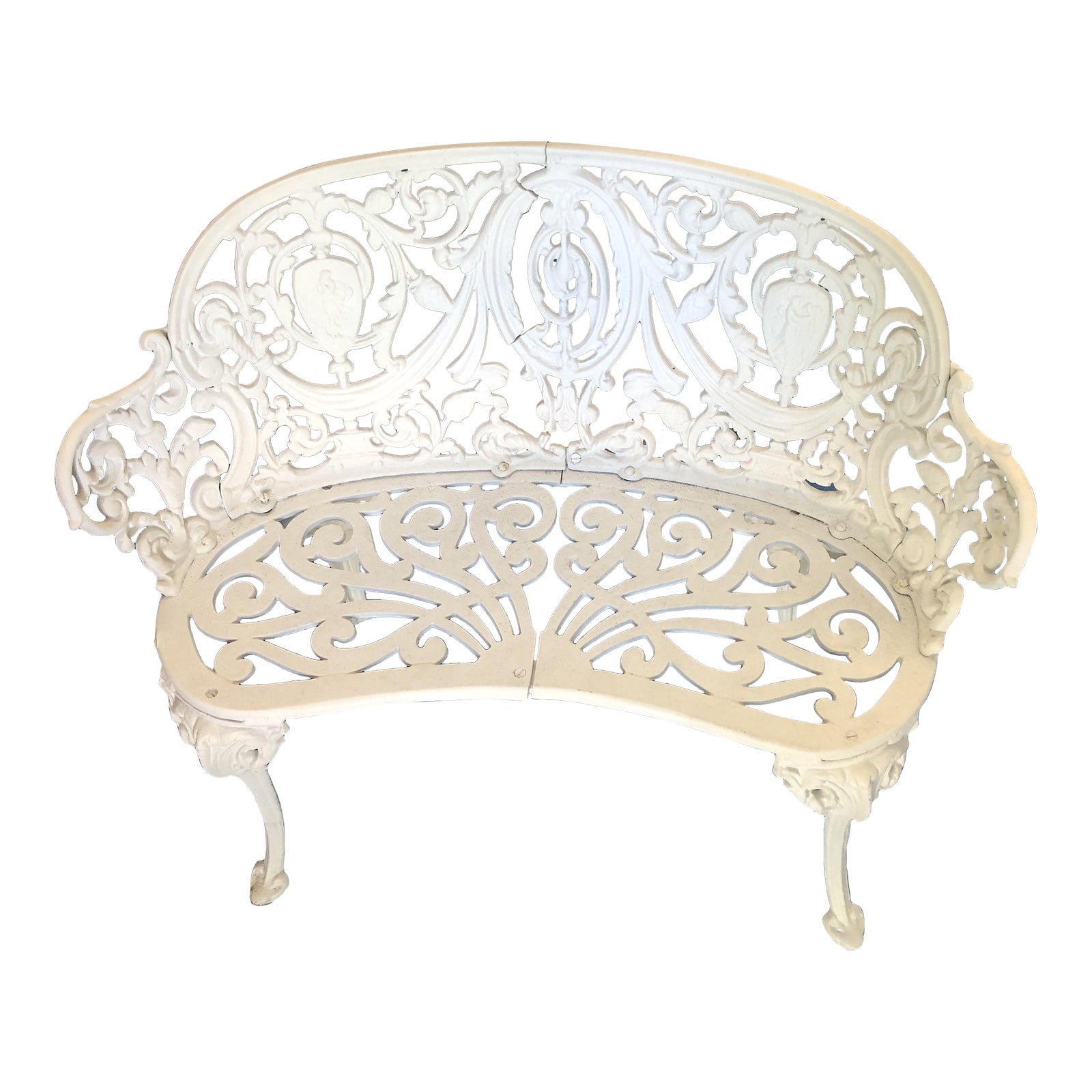 Antique White Wrought Iron Bench | Chairish