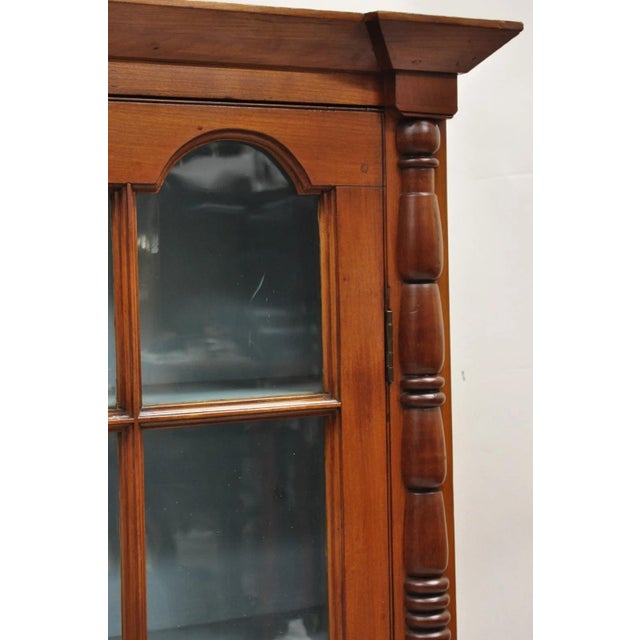 Antique American Colonial Cherry Wood Wavy Glass Door China Cabinet ...