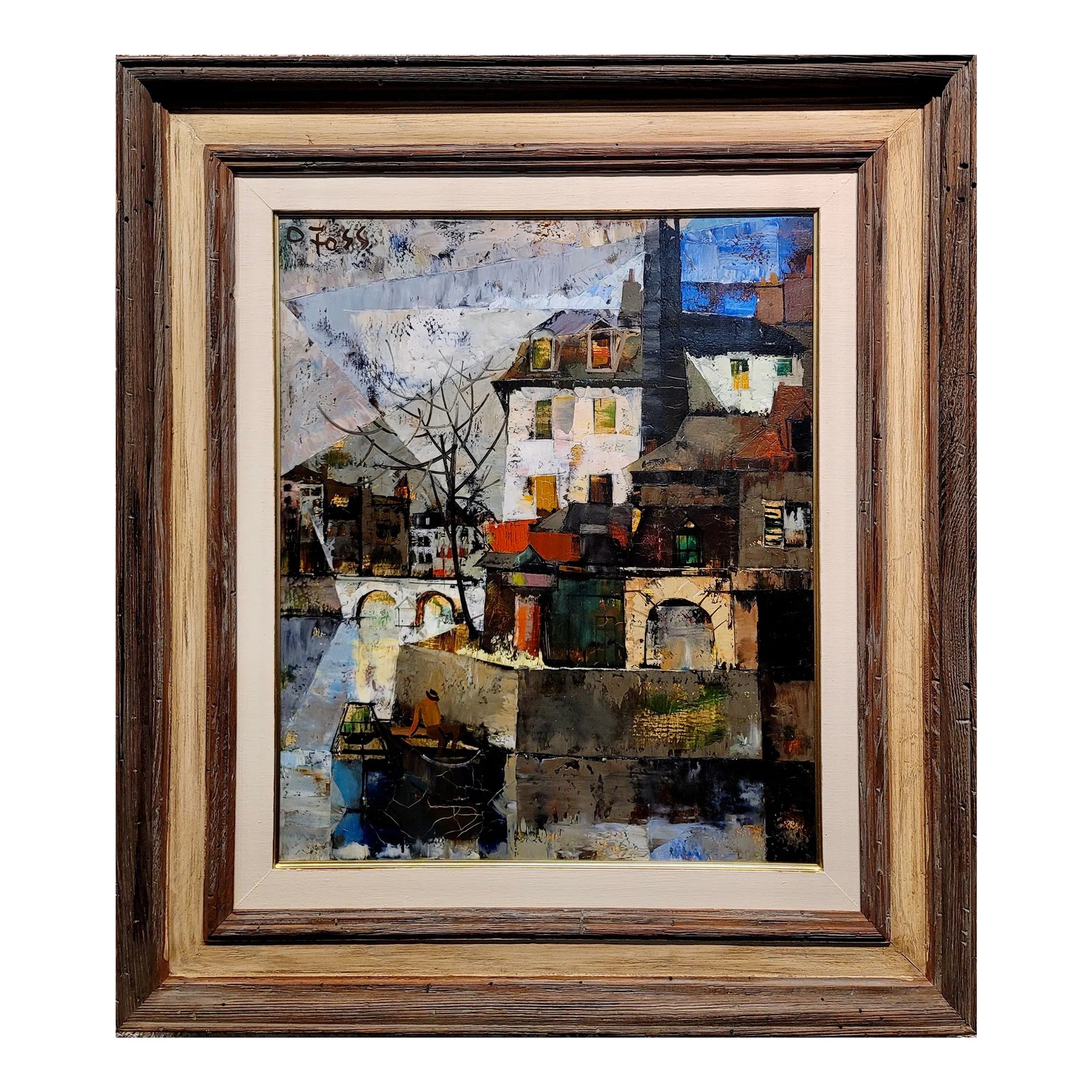 Oliver Foss - 1960s Abstract Parisian Scene -Oil Painting | Chairish