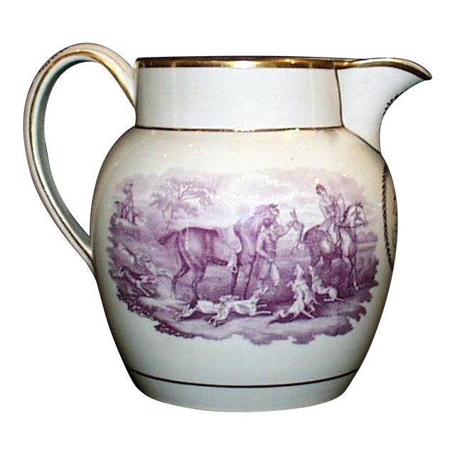 Antique English Wedgwood Pottery Pearlware Fox Hunting Jug | Chairish