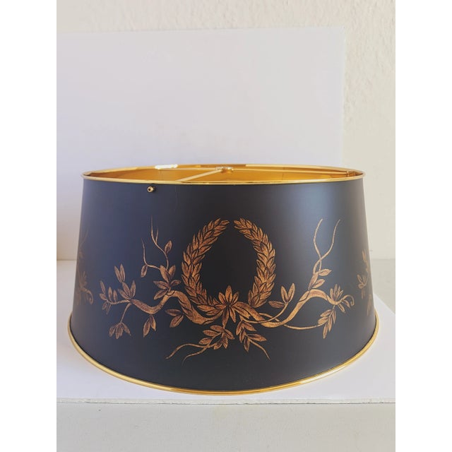 Tole & Brass Empire Style Hand Painted Painted Lamp Shade | Chairish