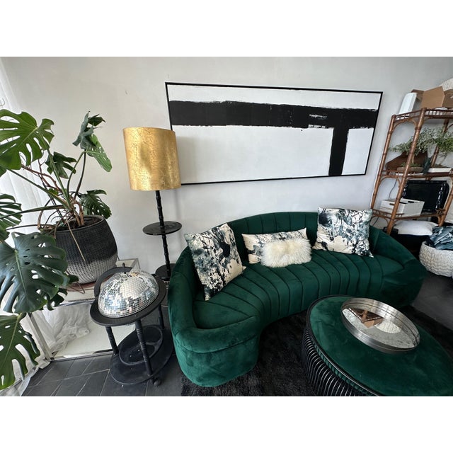 ModShop Custom Velvet Croissant Sofa in Emerald | Chairish