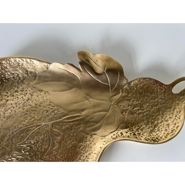 Vintage Hammered Solid Brass Pear Shape Decorative Dish | Chairish