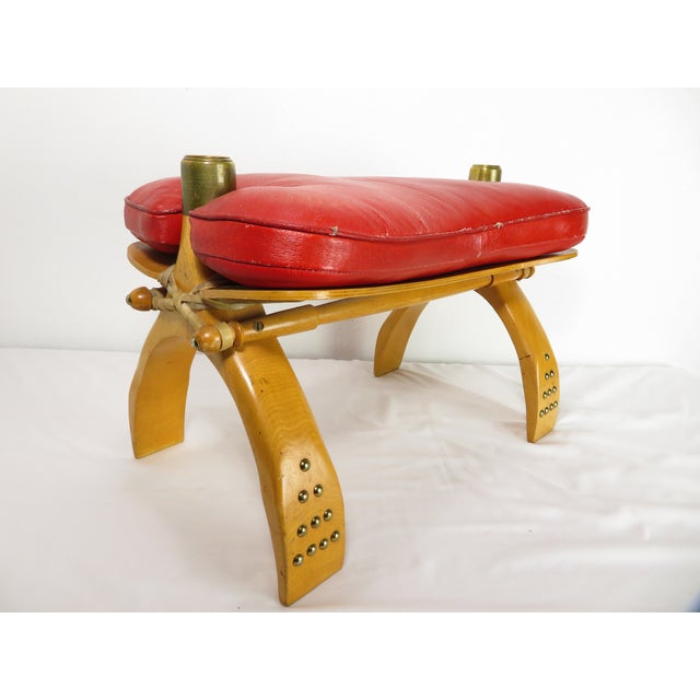 Vintage Red Leather Camel Saddle ~ Footstool / Ottoman / Bench / Mid ...