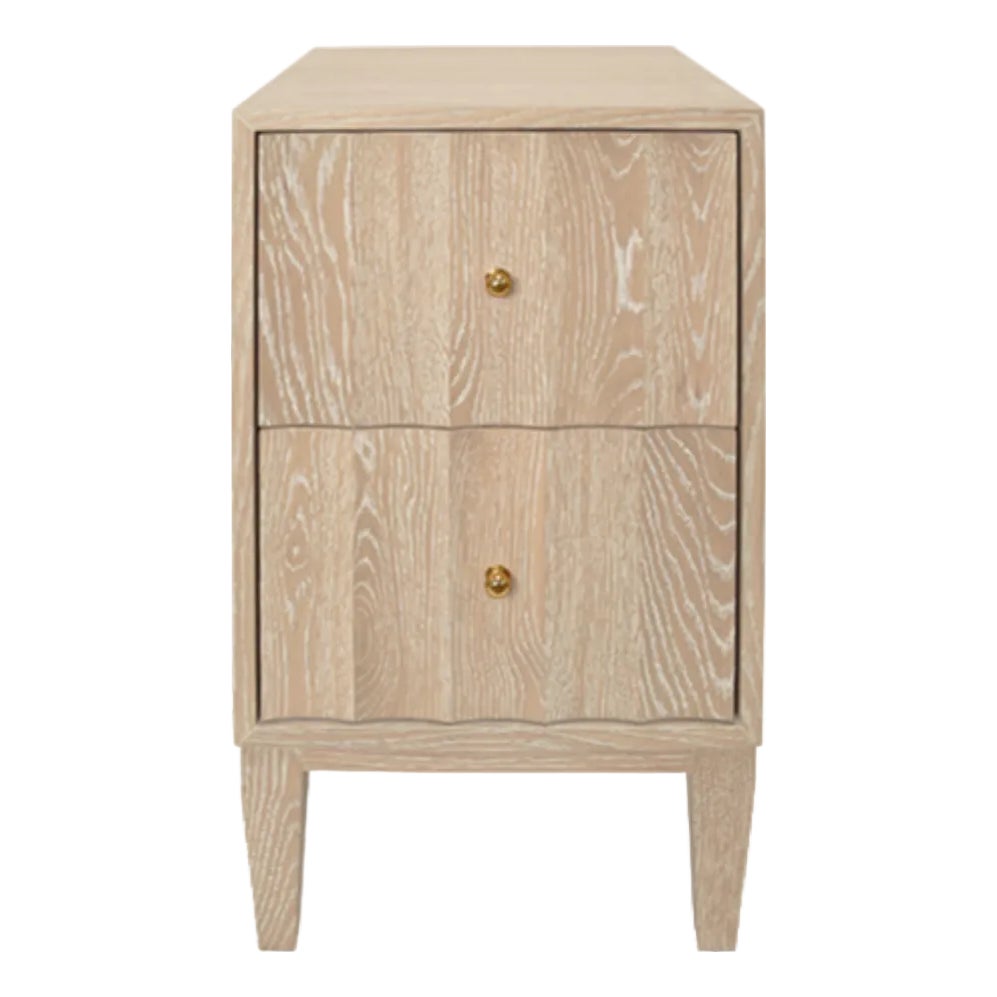 Matthew Izzo Home Hammond Fluted Cerused Oak Two Drawer Side Table With ...