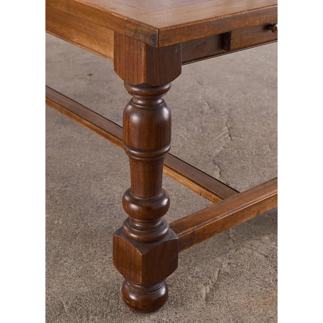 Country English Provincial Oak Farmhouse Trestle Dining Table | Chairish