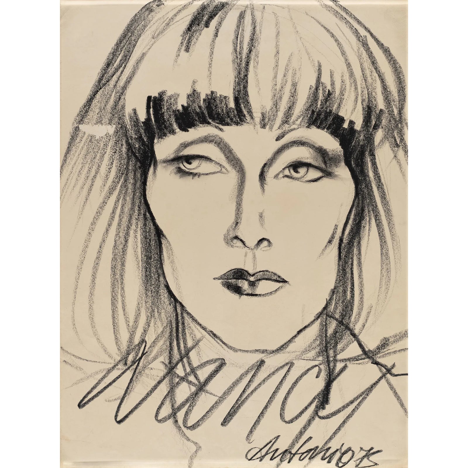 Antonio Lopez Charcoal Drawing of Nancy North C. 1980s | Chairish
