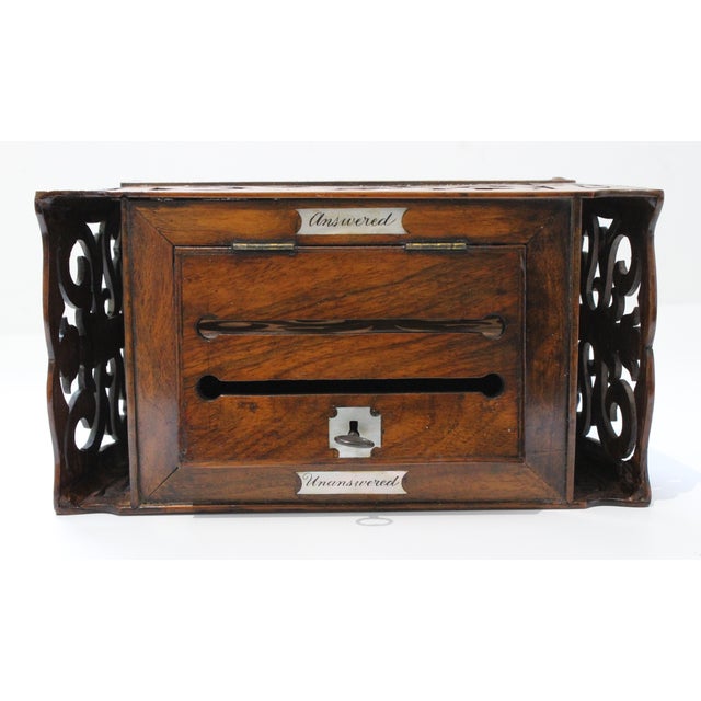 Edwardian Butler's Mail Box Fretwork Wood and Mother of Pearl Accents ...