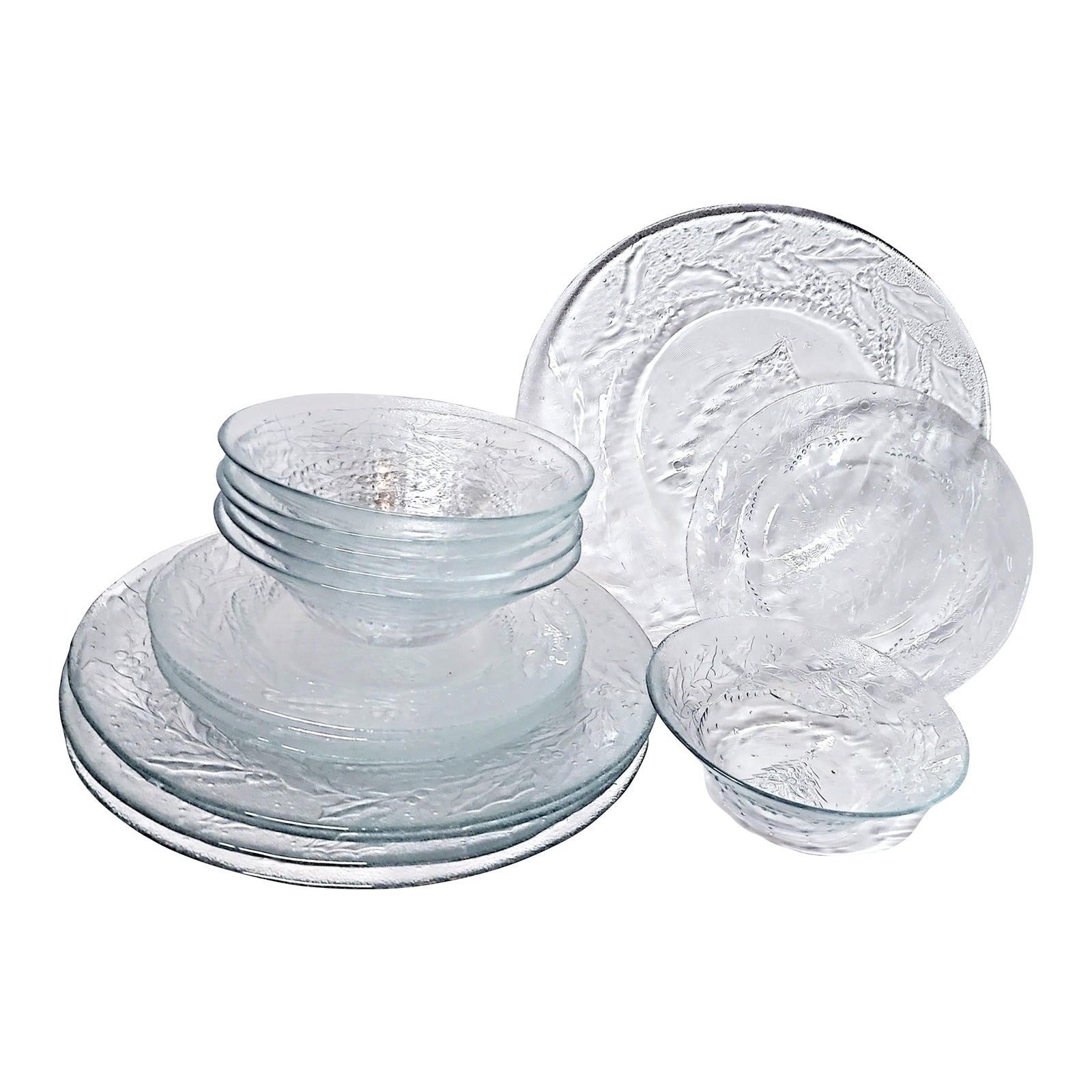 Glass Christmas Tree Dinnerware- Set of 18 | Chairish