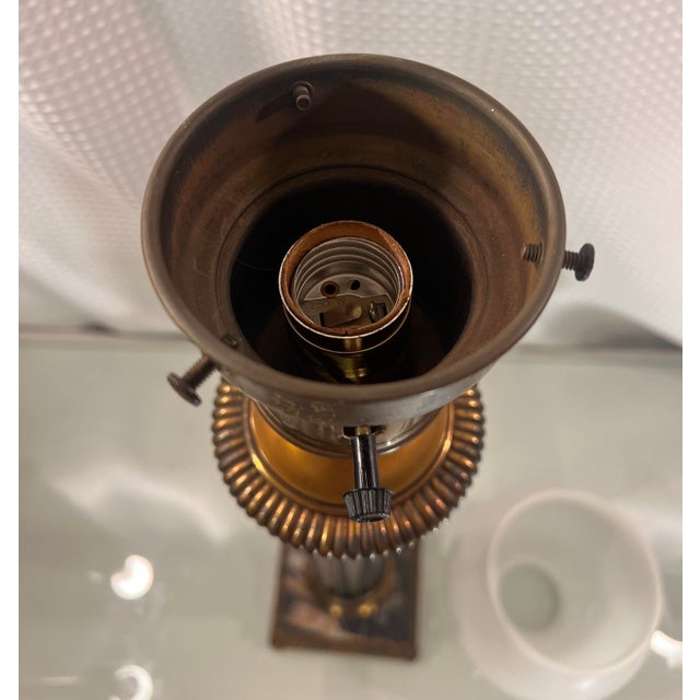 Mid-Century Neoclassical Patinated Bronze Fluted Column Table Lamp ...