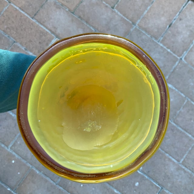 1960s Mid Century Large Hand Blown Blenko Yellow Vase | Chairish