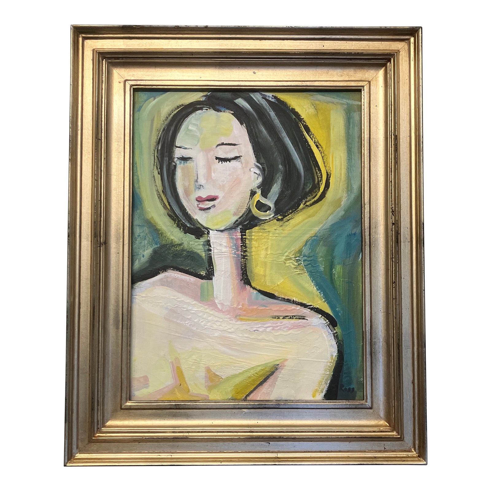 Contemporary Original Stewart Ross Female Portrait Painting Vintage ...