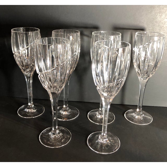 Set Of 6 Contemporary Wine Glasses Mikasa Uptown Cut Crystal Chairish