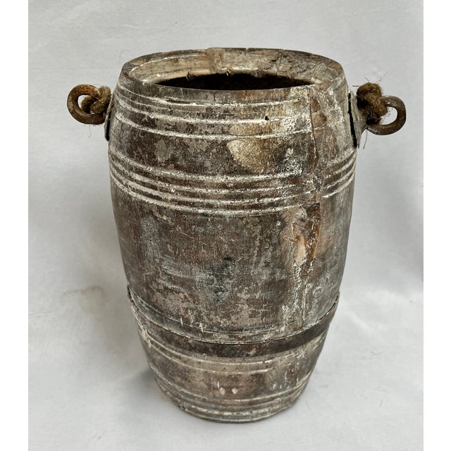 Vintage Handcrafted Turned Wood Butter Bucket/Vase | Chairish