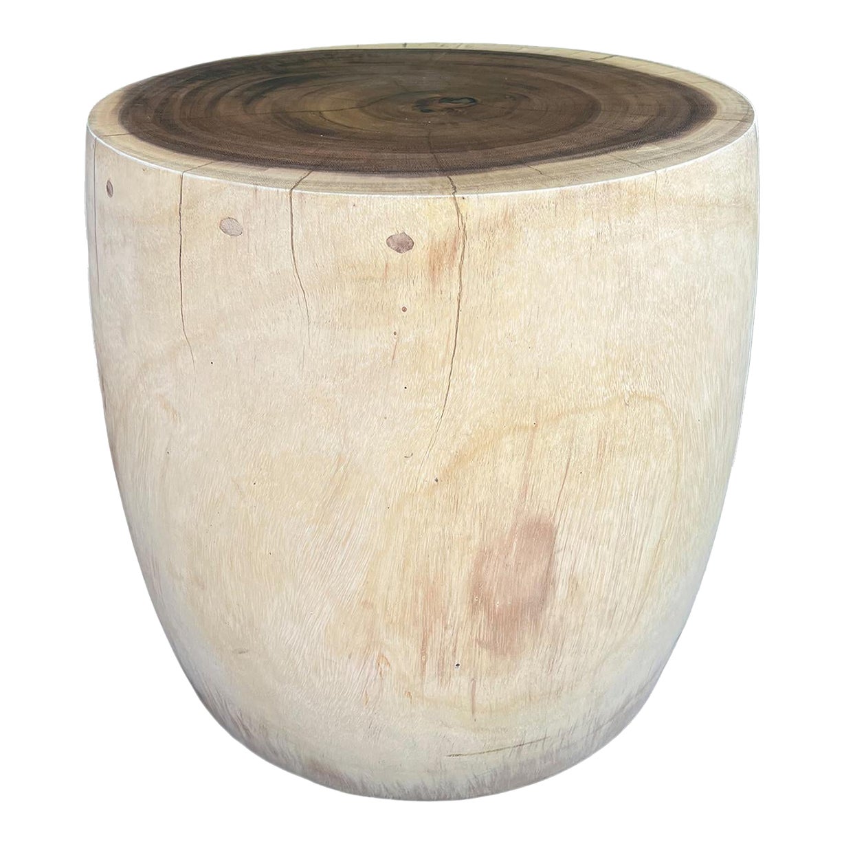 Monkey Pod Drum Stool / Side Table | Chairish