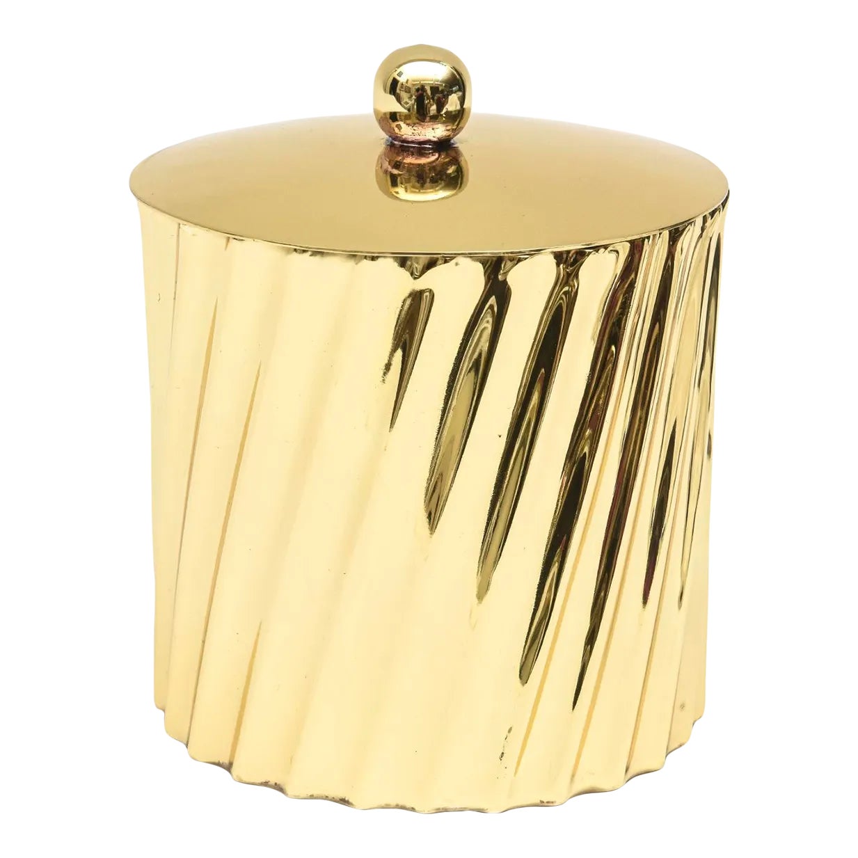 Brass Fluted Box With Ball Top MId Century Modern Desk Accessory | Chairish