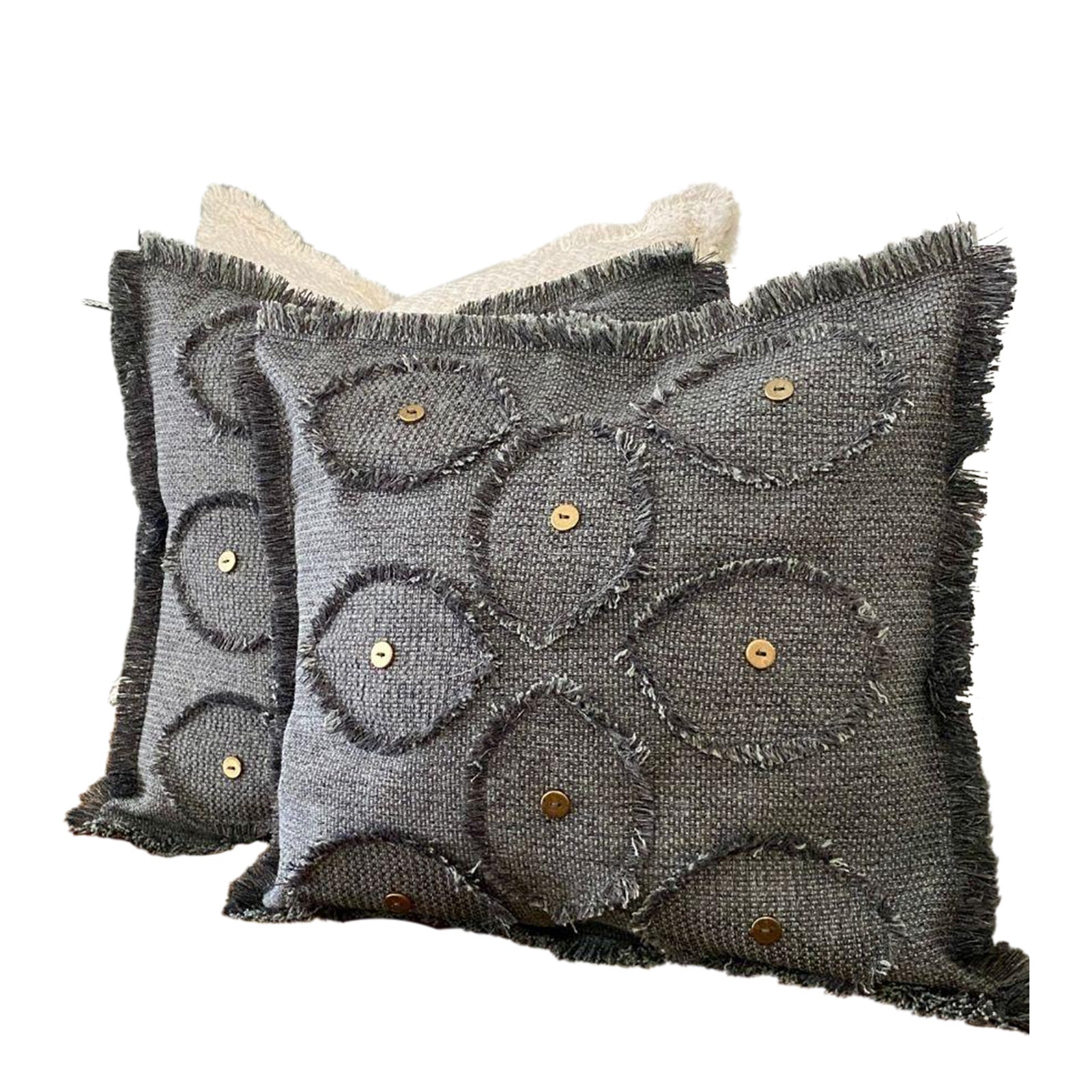 Octave Accent Pillows - Grey Woven Fabric With Eye-Shaped Fields and ...