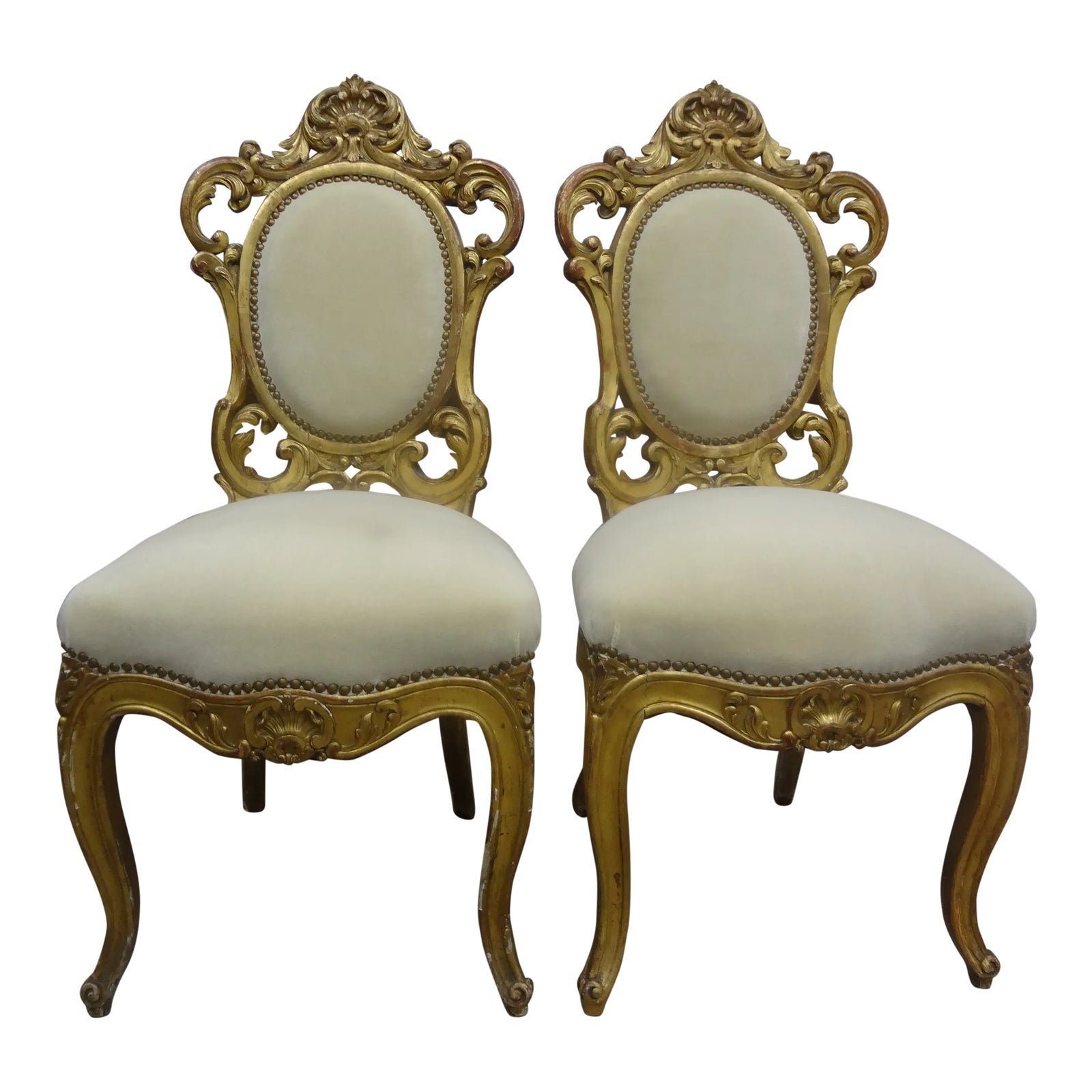 Pair of Italian Baroque Style Giltwood Chairs | Chairish