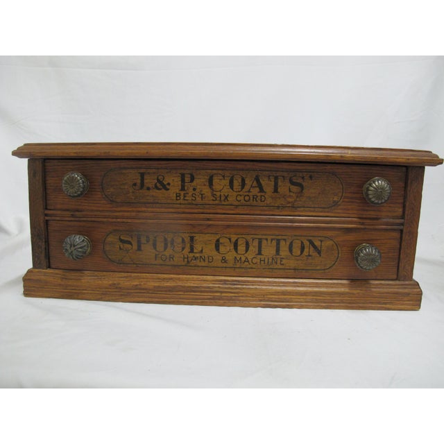 Antique J&p Coats Best Six Cord Wood 2 Drawer Sewing Spool Thread ...